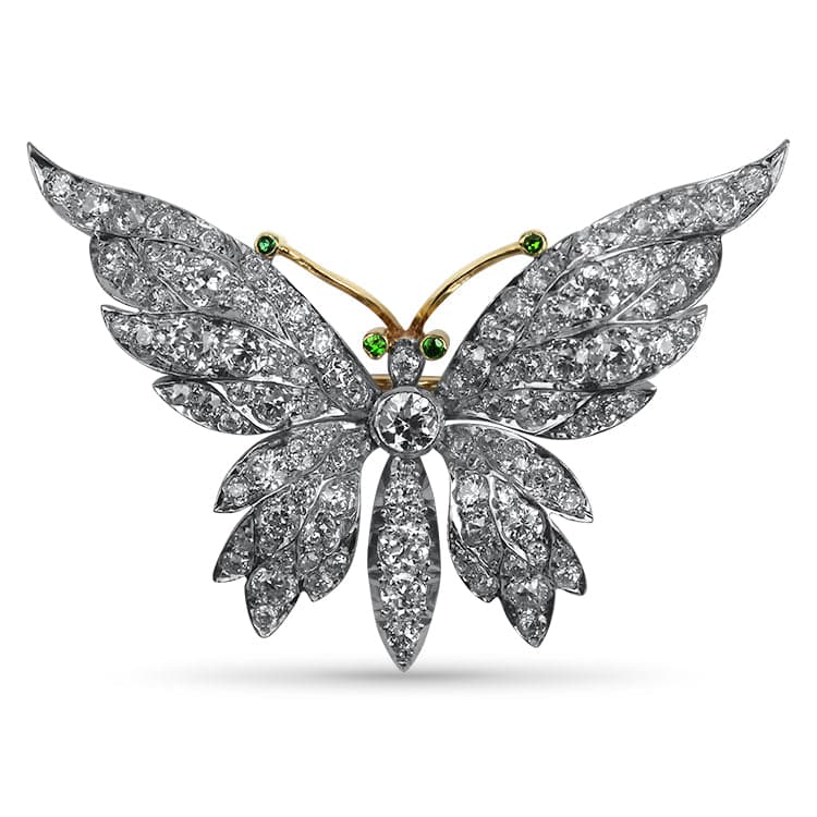 Estate Platinum 18K Yellow Gold Edwardian Diamond Butterfly Brooch