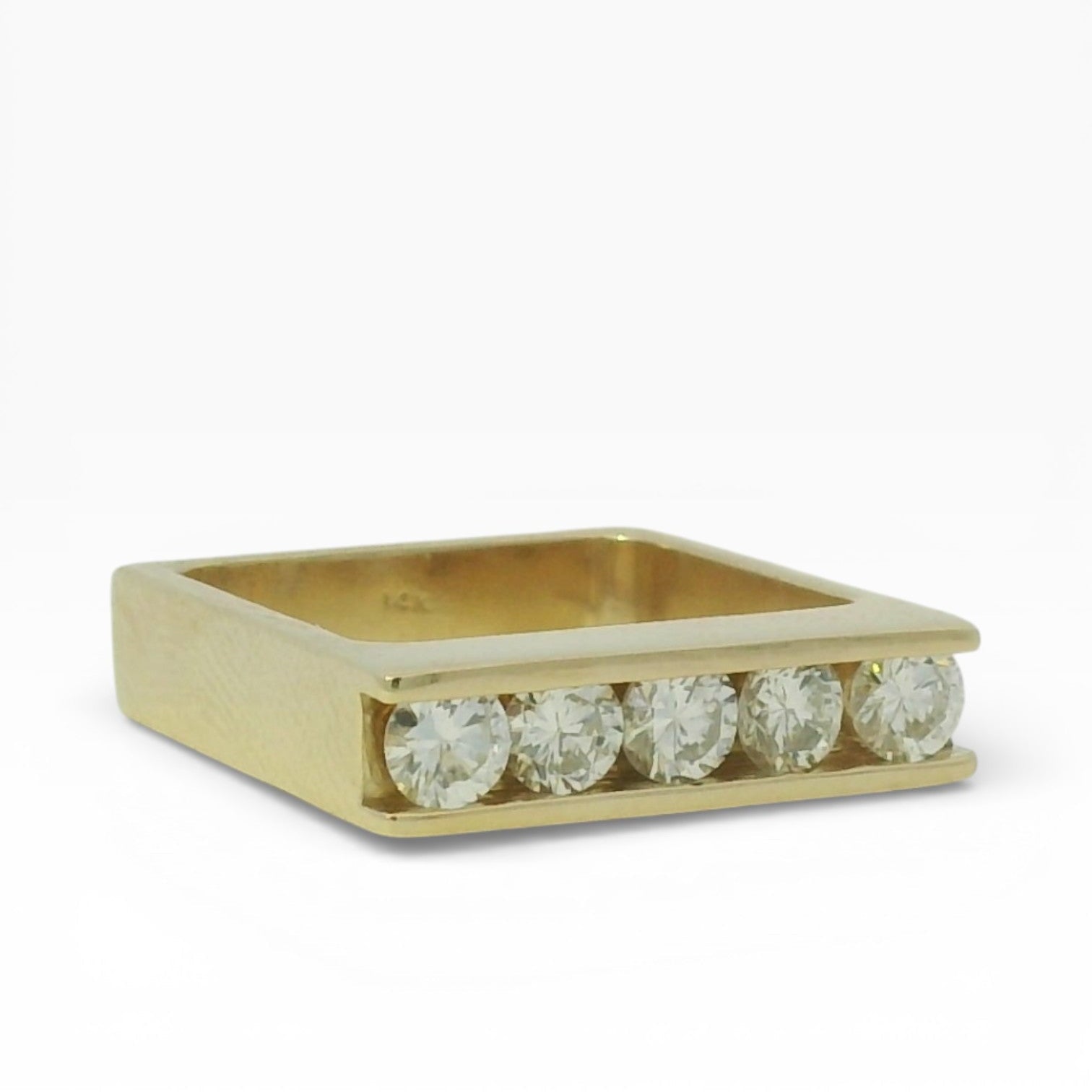 Estate 14K Yellow Gold Square-Shaped Diamond Band – Springer's