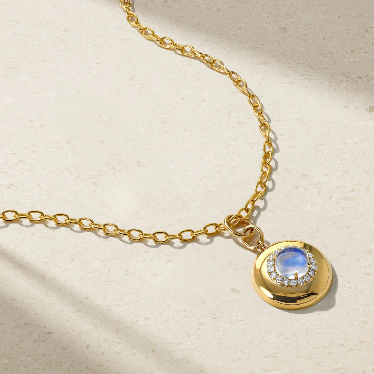 Mark Henry 18k Yellow Gold Moonstone and Diamond Station Necklace ...