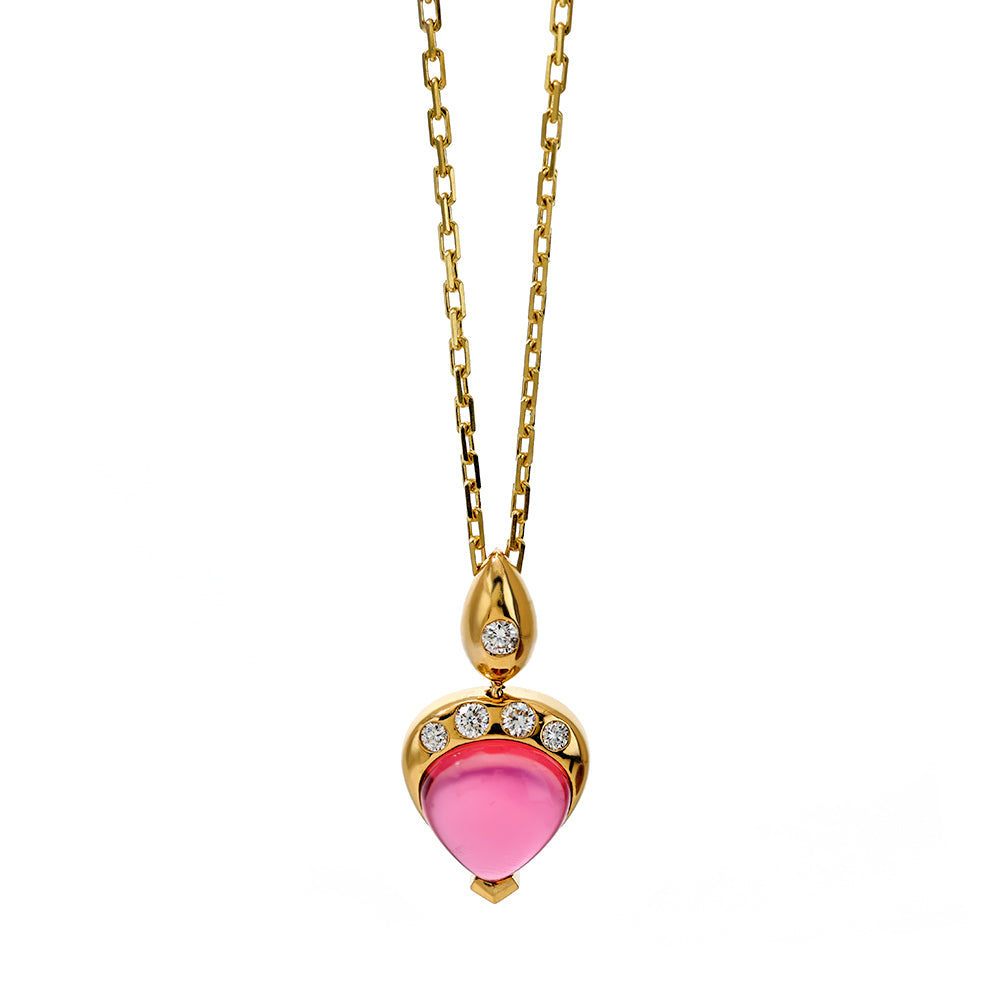 Mark Henry 18k Yellow Gold Pink Tourmaline & Diamond Pendant Necklace ...