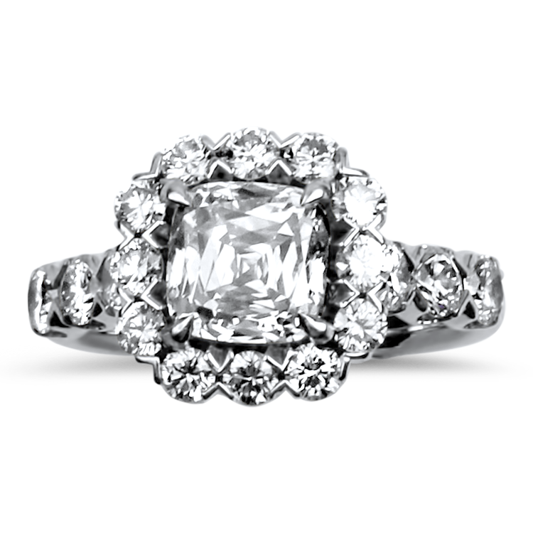 Estate Christopher Designs 14k White Gold 1.70cts Cushion Diamond Enga ...