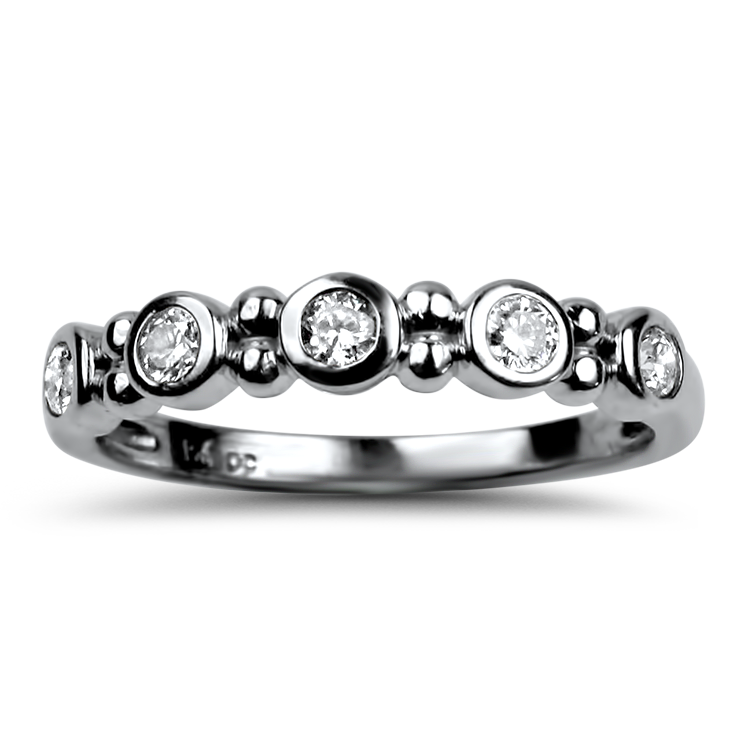 Estate 14K White Gold Diamond Bead Band – Springer's
