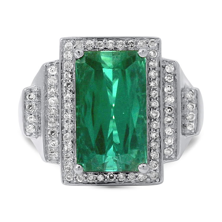 Estate 18k White Gold Tourmaline and Diamond Stepped Ring – Springer's