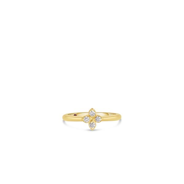 Roberto Coin Love in Verona 18k Yellow Gold Small Pave Diamond Flower ...