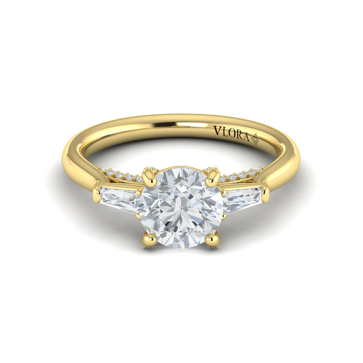 Sincerely Springer's 18K Yellow Gold Round Three-Stone Engagement Ring ...