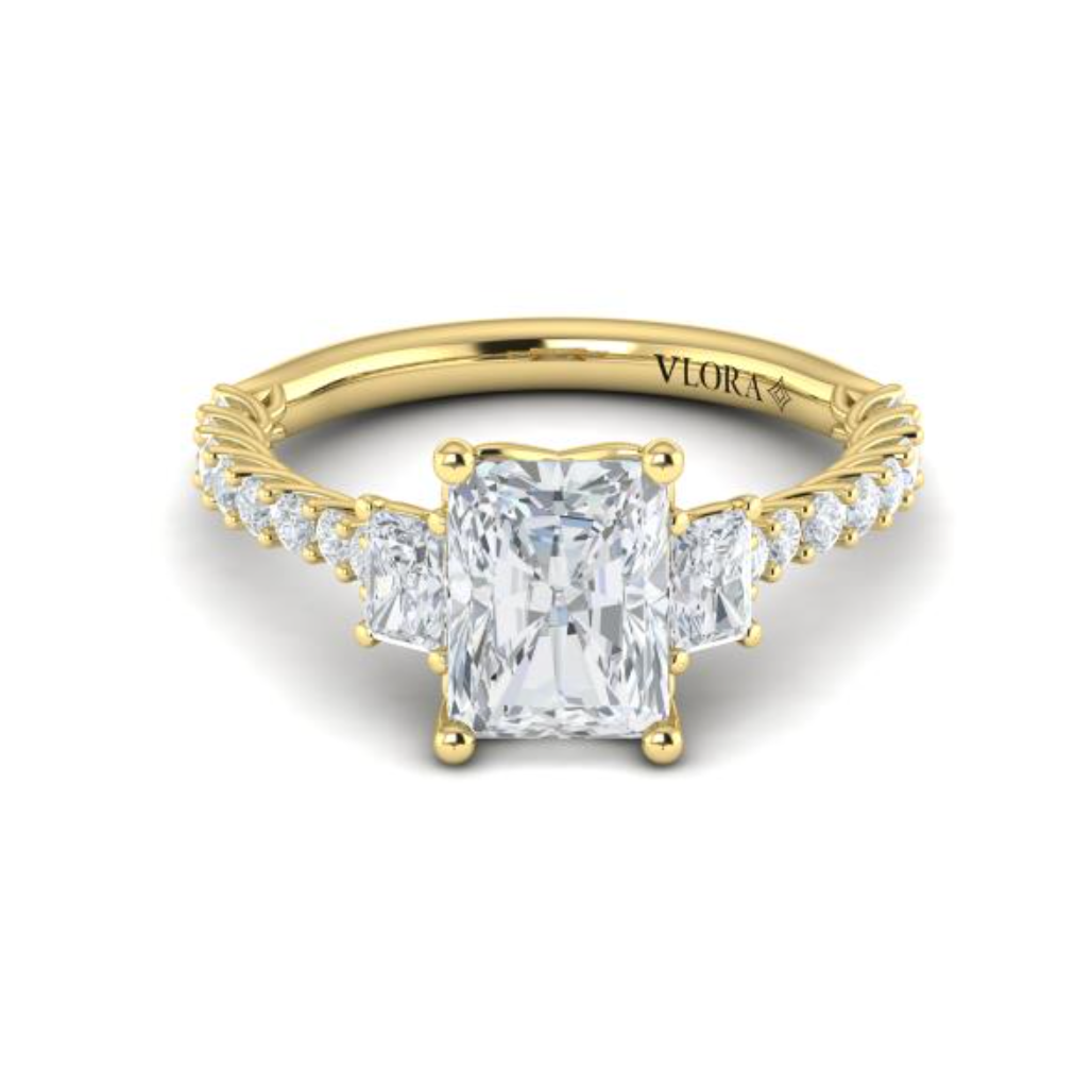 Sincerely Springer's 18K Yellow Gold Emerald Cut Three-Stone Engagement ...