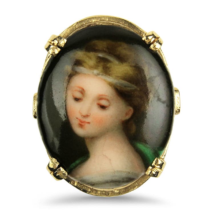 Estate Vintage 14K Yellow Gold Oval Portrait Ring – Springer's